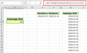 Räkna arbetsdagar exklusive helgdagar - Excelbrevet