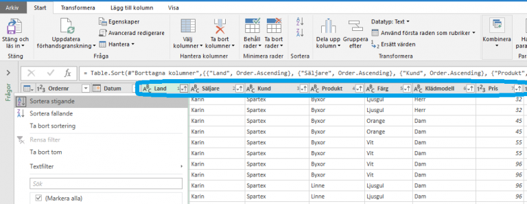 Sortera i flera nivåer i Power Query - Excelbrevet