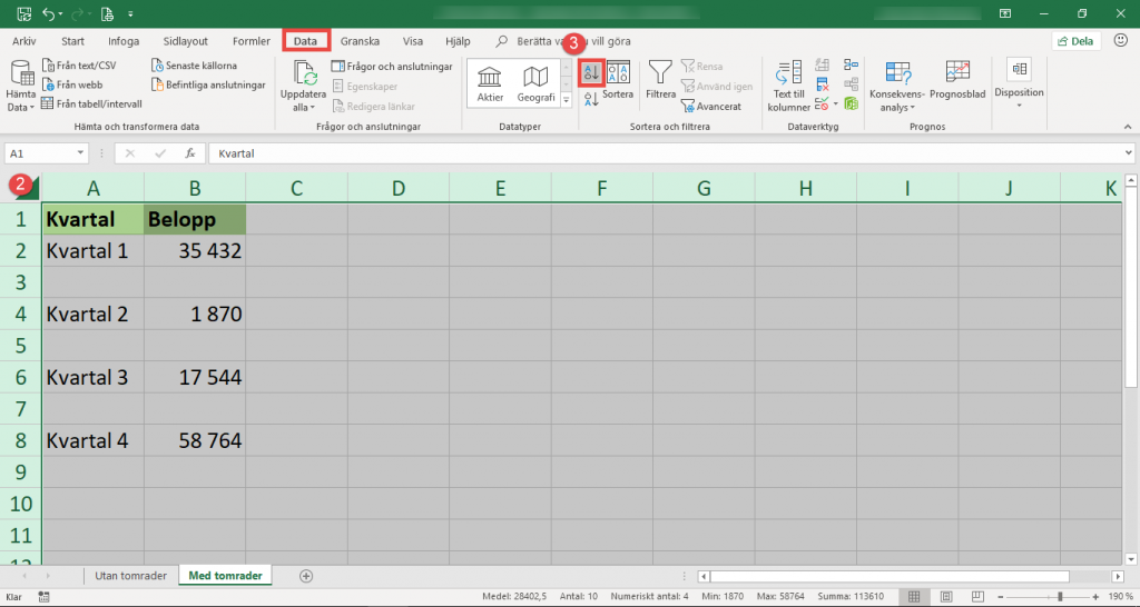 Infoga varannan rad i Excel - Excelbrevet