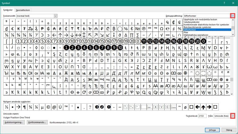 Teckenkoder för symboler och specialtecken i Office - Excelbrevet