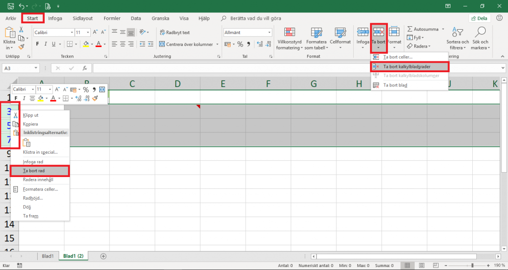 Infoga varannan rad i Excel - Excelbrevet