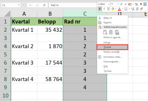 Infoga varannan rad i Excel - Excelbrevet