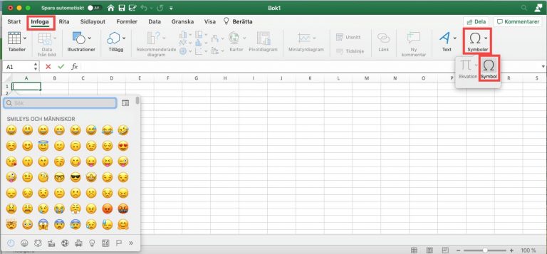emoijis i Excel och Office på Excelbrevet.se