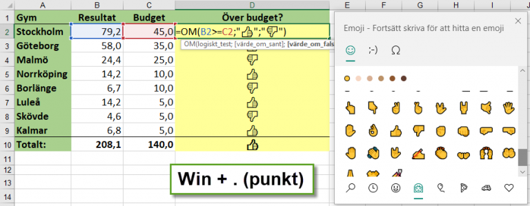 emoijis i Excel och Office på Excelbrevet.se