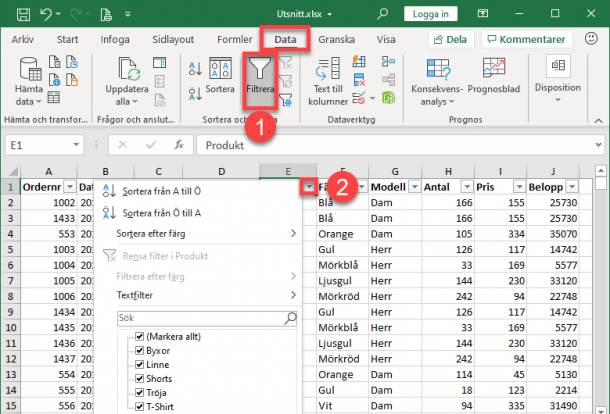 Fem sätt att infoga utsnitt i Excel - Excelbrevet