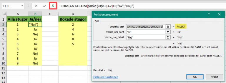 Granska formler via Funktionsguiden - Excelbrevet