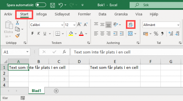 Radbrytning i Excel - Excelbrevet