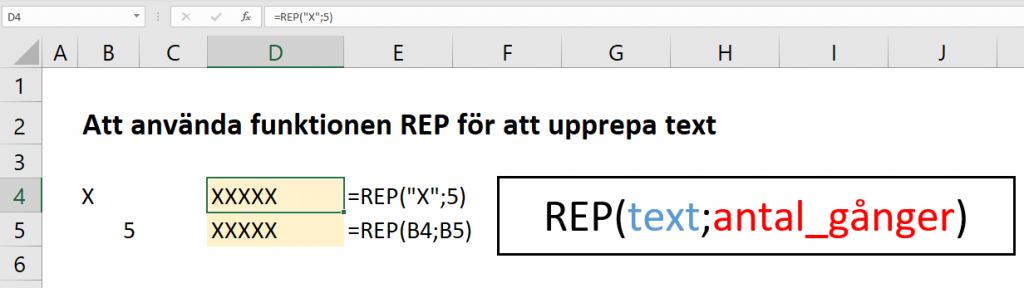 Funktionen REP i Excel - Excelbrevet