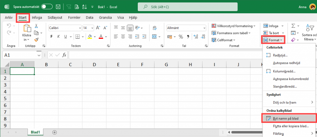 Flera olika sätt att byta namn på kalkylblad - Excelbrevet