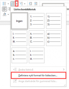 Numrering av lista med paragraftecken, som ser ut så här: §1 - Excelbrevet