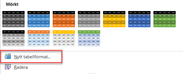 Eget anpassat tabellformat - Excelbrevet