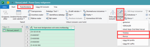 Skillnaden på funktionerna RENSA & STÄDA - Excelbrevet