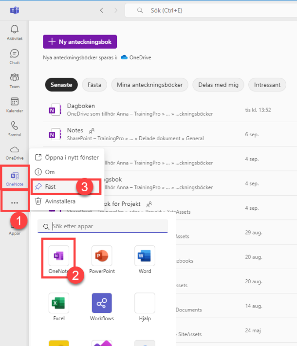 OneNote i Teams-grupper - Excelbrevet