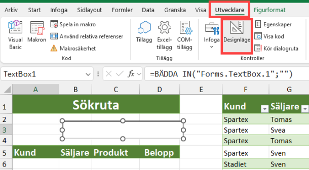 Sökruta för filtrerade listor i Excel - Excelbrevet