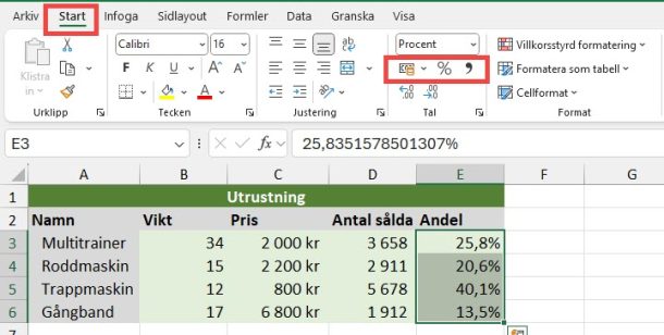 Anpassa Talformat via Cellformat i Excel - Excelbrevet