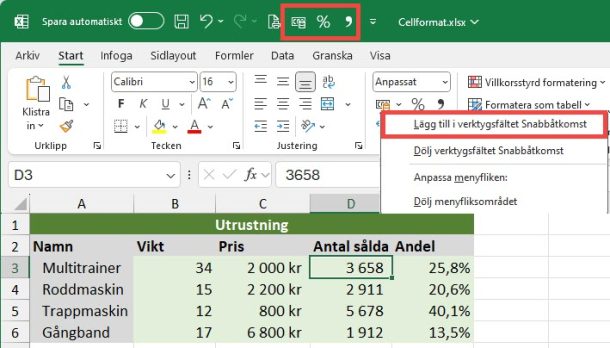 Anpassa Talformat via Cellformat i Excel - Excelbrevet