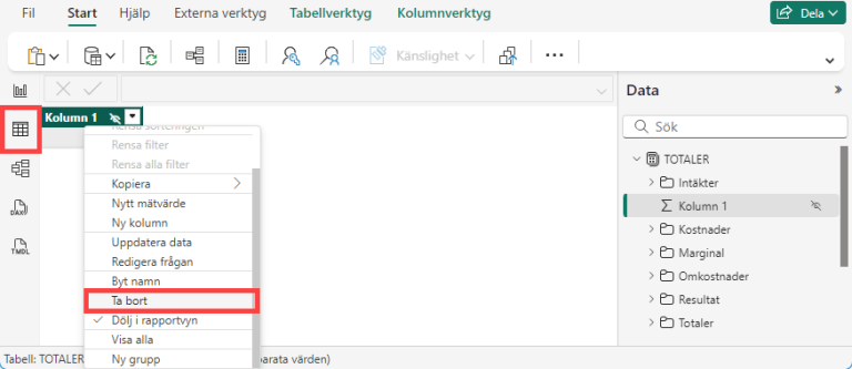 Separat tabell för mätvärden i Power BI och Excel - Excelbrevet