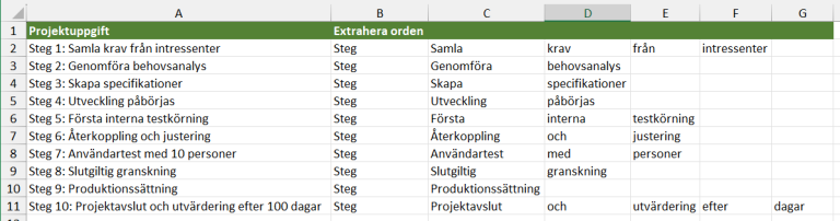 Hämta och extrahera delar av text från celler med REGEXUTDRAG - Excelbrevet