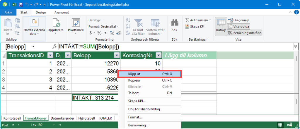 Separat tabell för mätvärden i Power BI och Excel - Excelbrevet